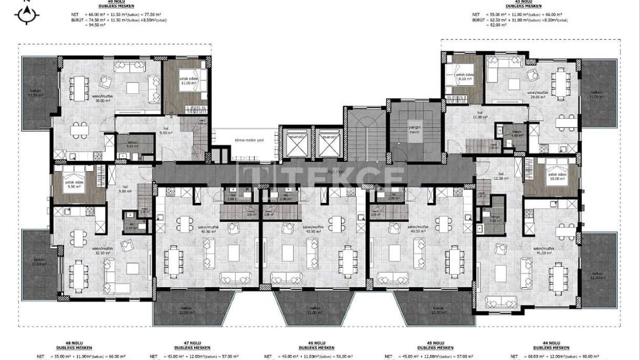 Appartement te koop in Alanya, Turkije | ID: 42321
