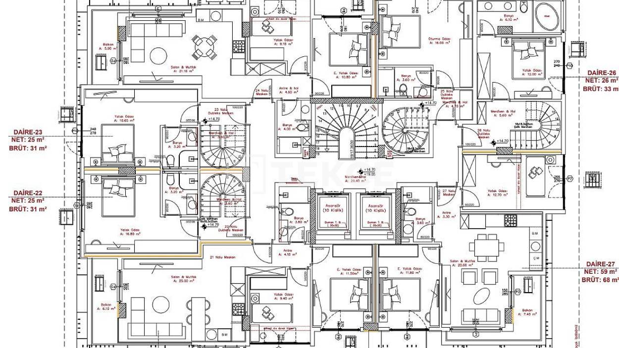 Appartement te koop in Alanya, Turkije | ID: 42271